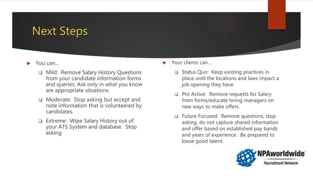 Compensation history ban presentation for recruiters | PPTX | Career ...