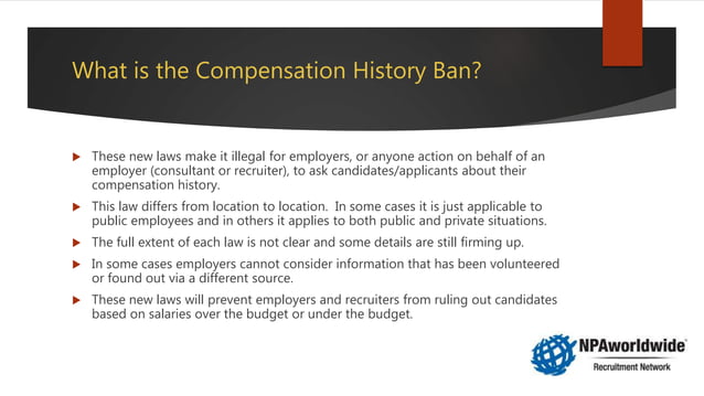 Compensation history ban presentation for recruiters | PPTX | Career ...