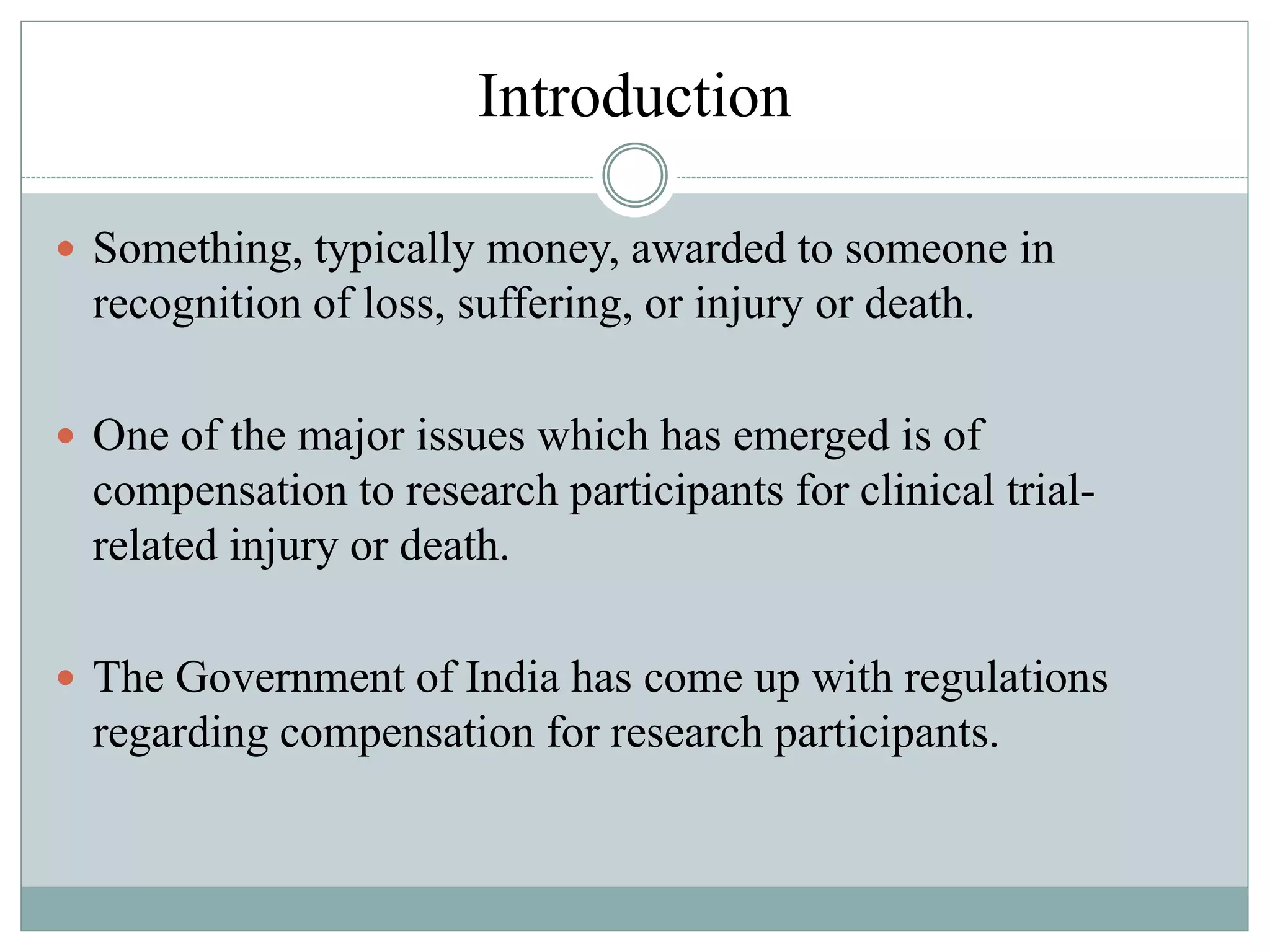 Compensation in clinical trial | PPTX