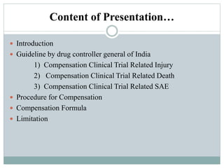 Compensation in clinical trial | PPTX