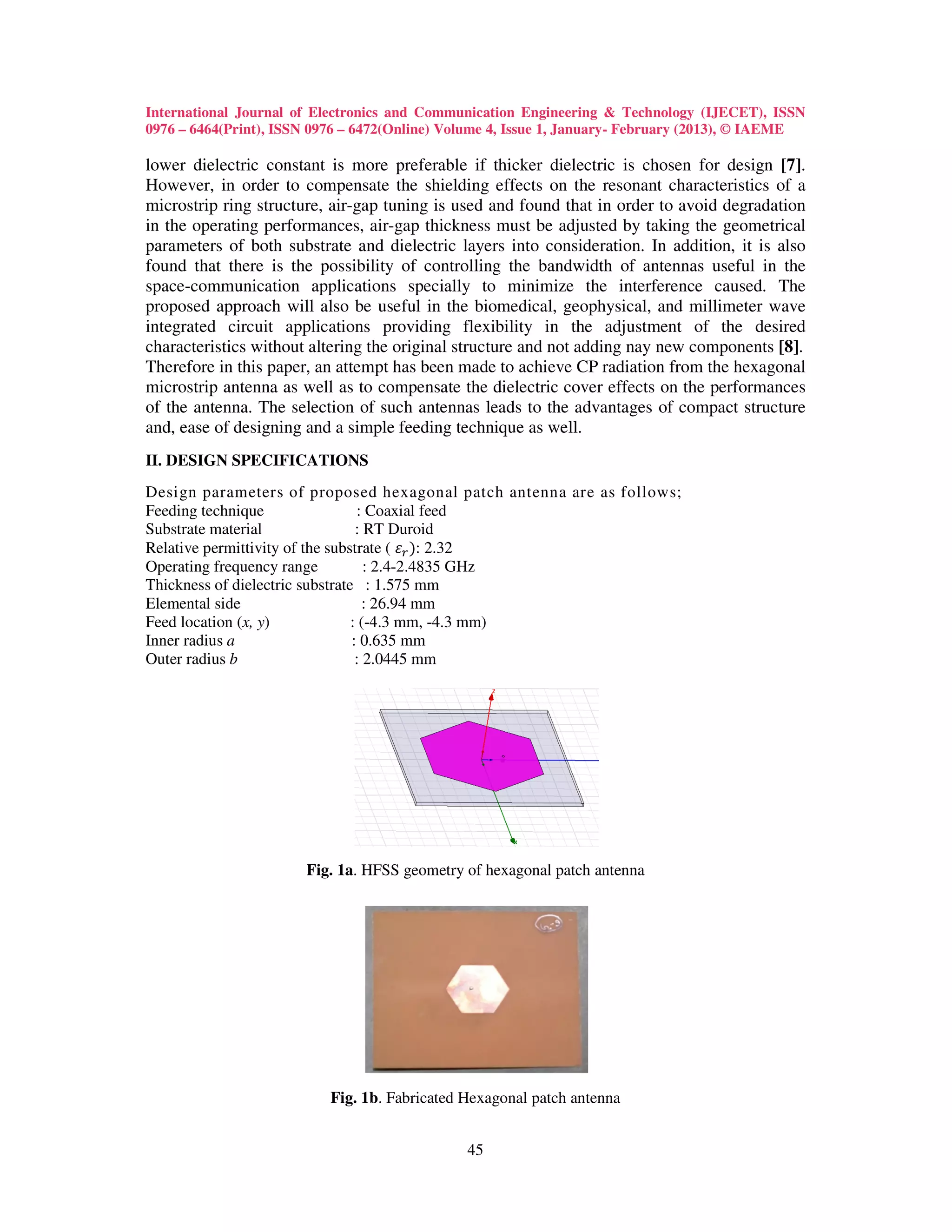 Compensation of dielectric cover effects on cp hexagonal microstrip antenna | PDF