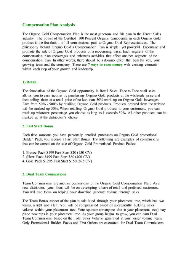 Compensation plan analysis. | PDF