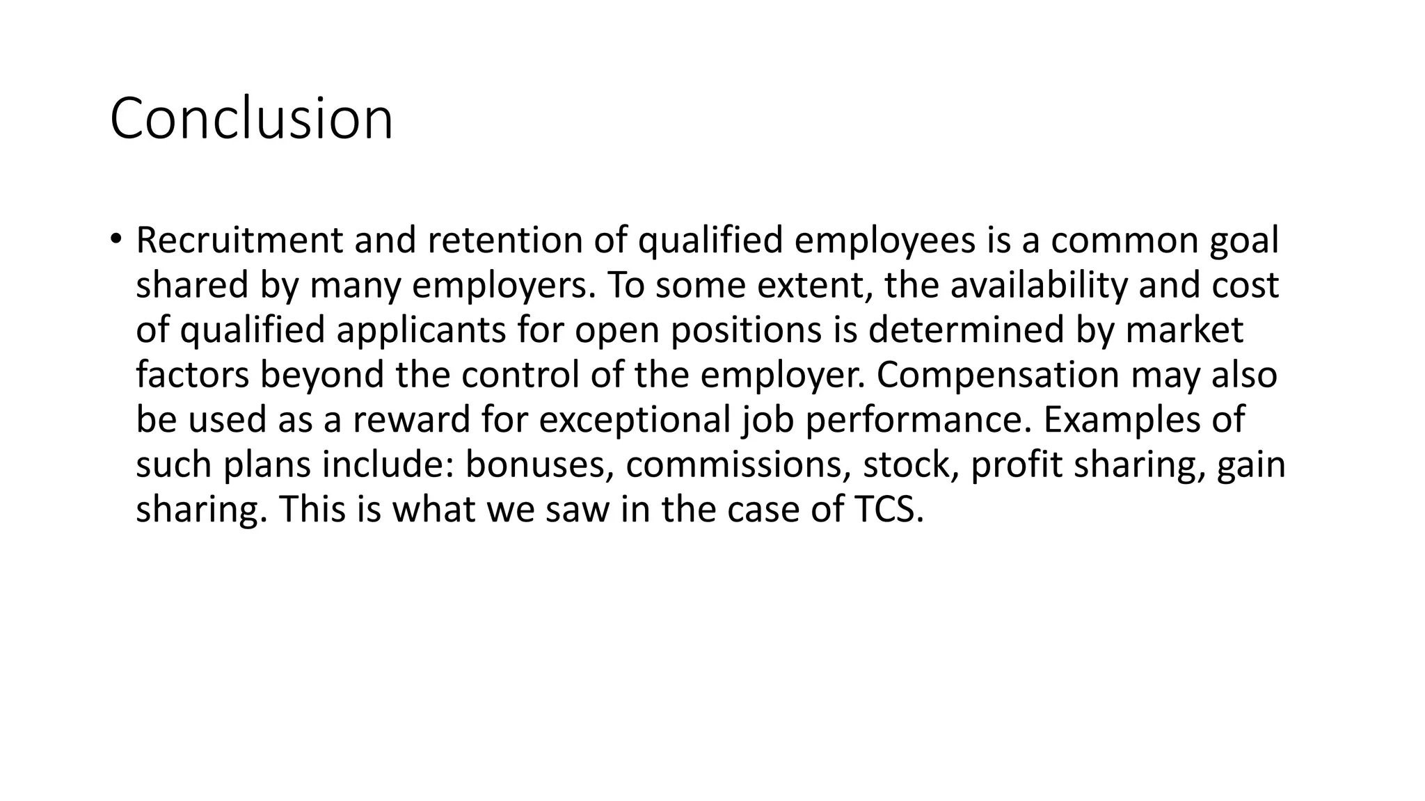 Compensation policy of tata consultancy services | PPTX
