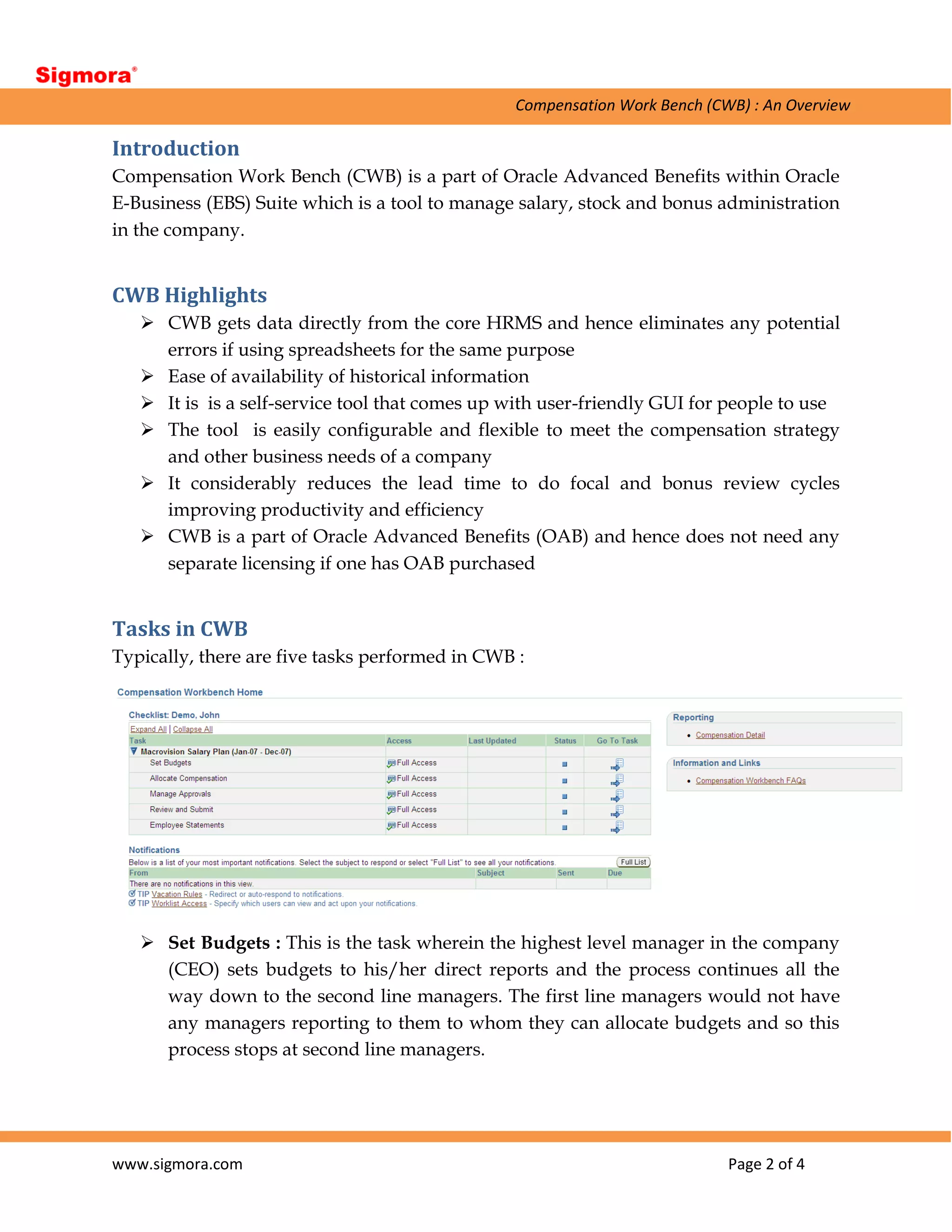 Compensation work bench_overview | PDF