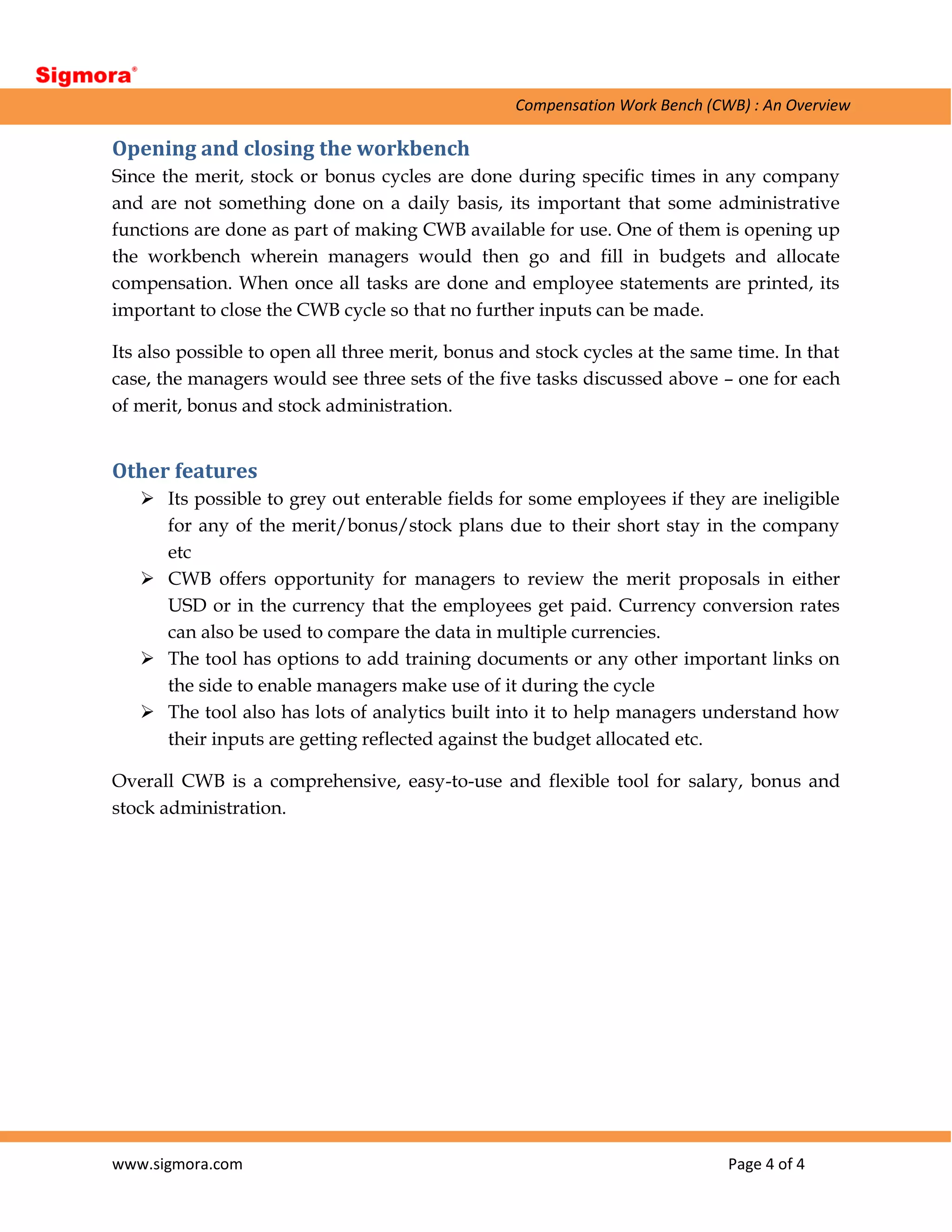 Compensation work bench_overview | PDF | Human Resources | Business