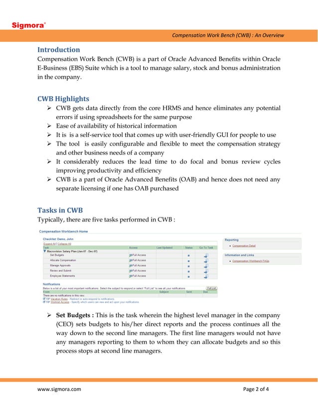 Compensation work bench_overview | PDF