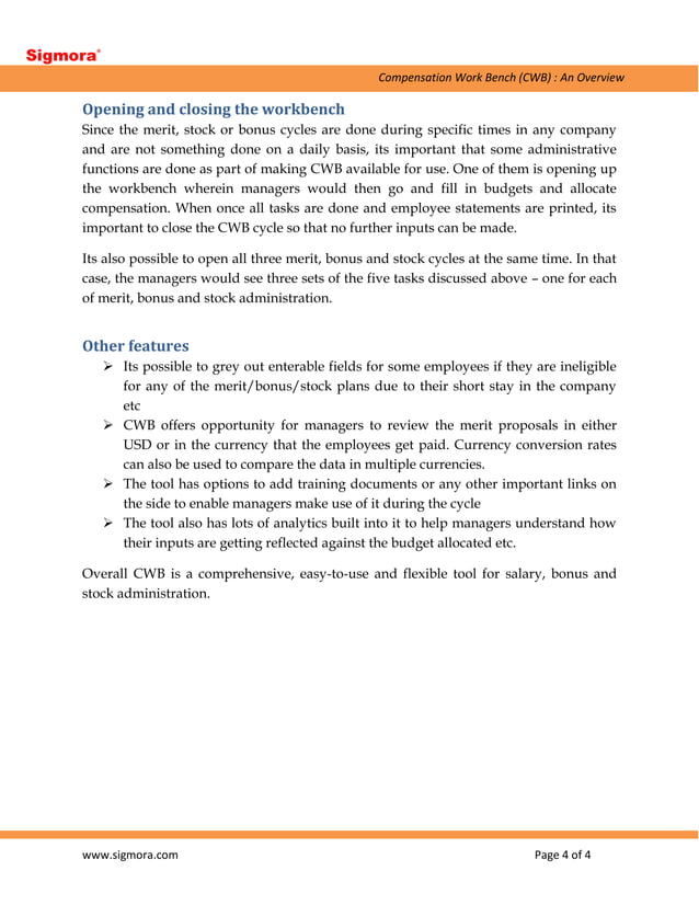 Compensation work bench_overview | PDF