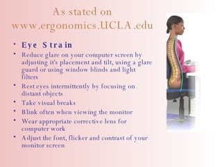 Computr Ergonomics | PPT | Injuries | Diseases and Conditions