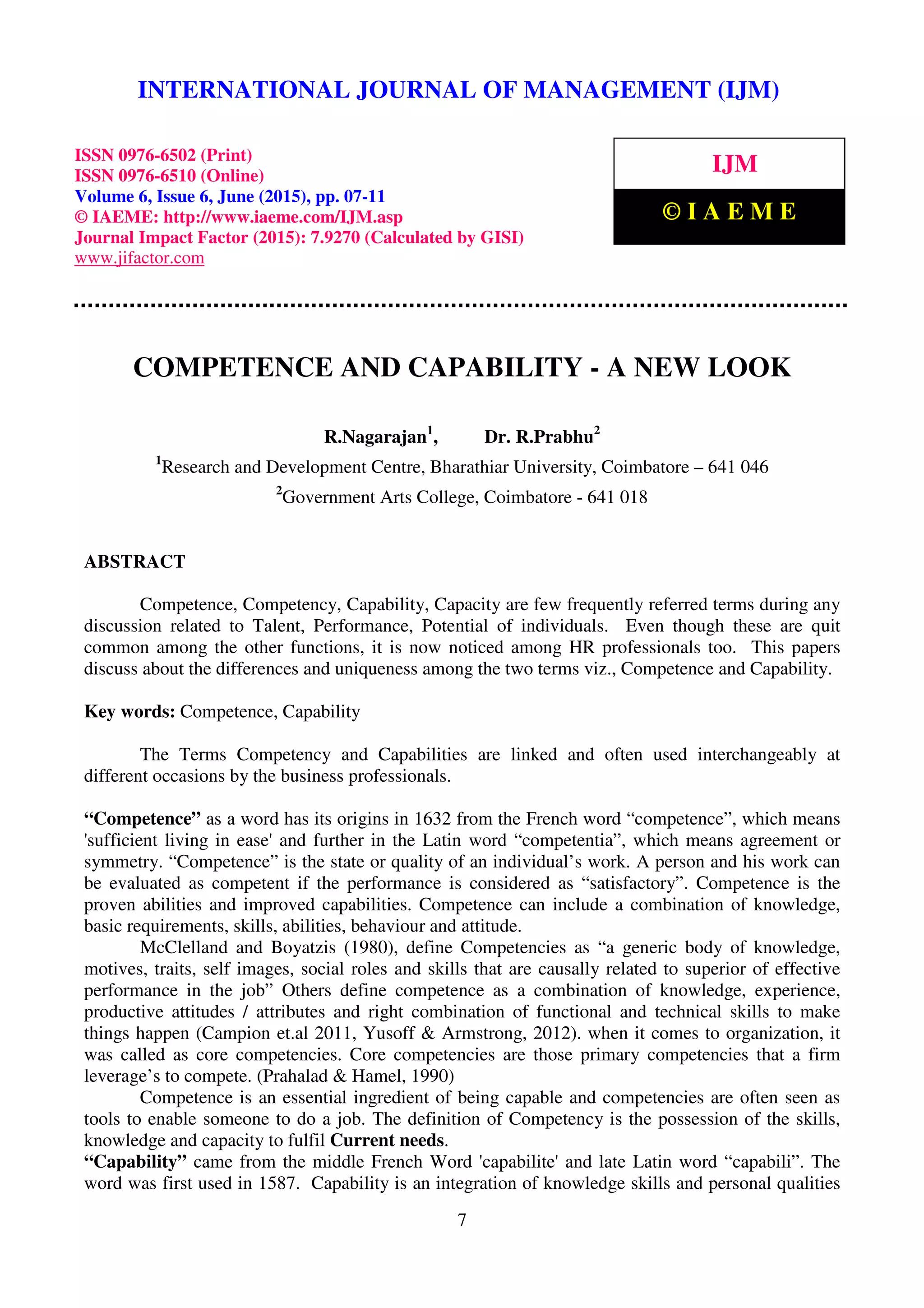 Competence and capability a new look | PDF
