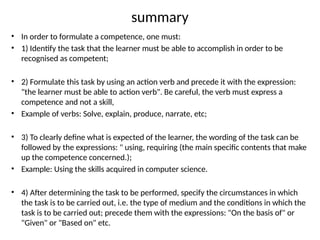 COMPETENCE FORMULATION NARRATIVE MATERIAL | PPTX | Homework and Study ...