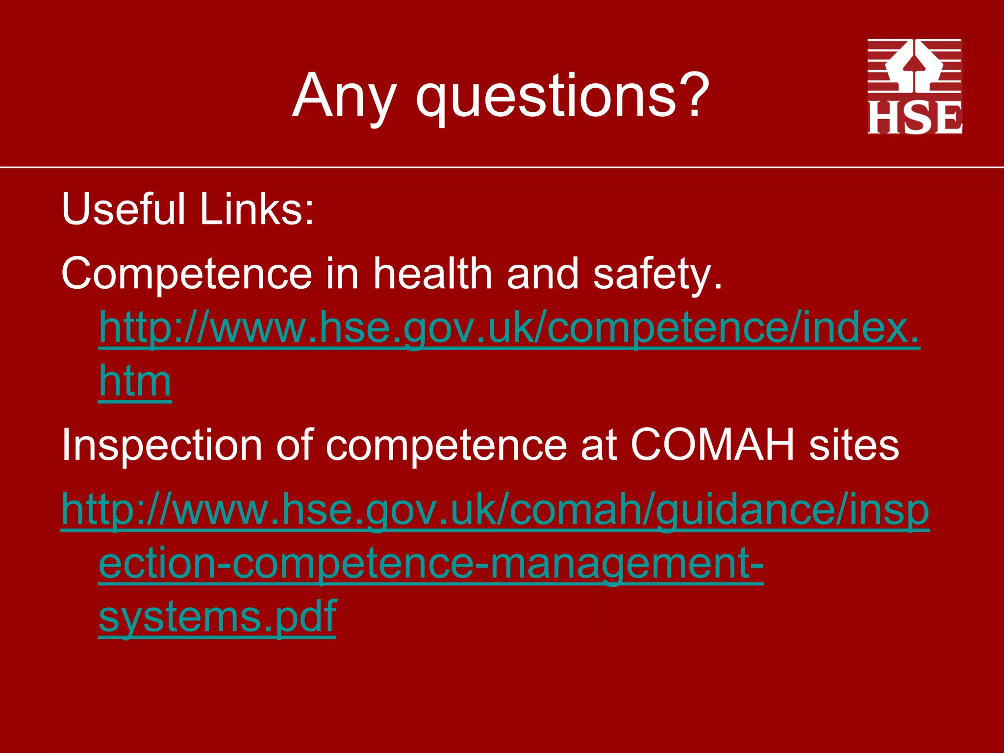 Competence in the major hazard industries | PDF