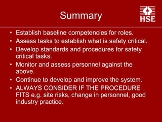Competence in the major hazard industries | PPT