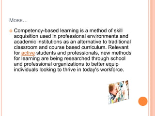 Competences basaed in learning | PPT