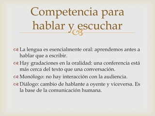 Competencia lingüística. un modelo de aprendizaje de la lengua | PPTX