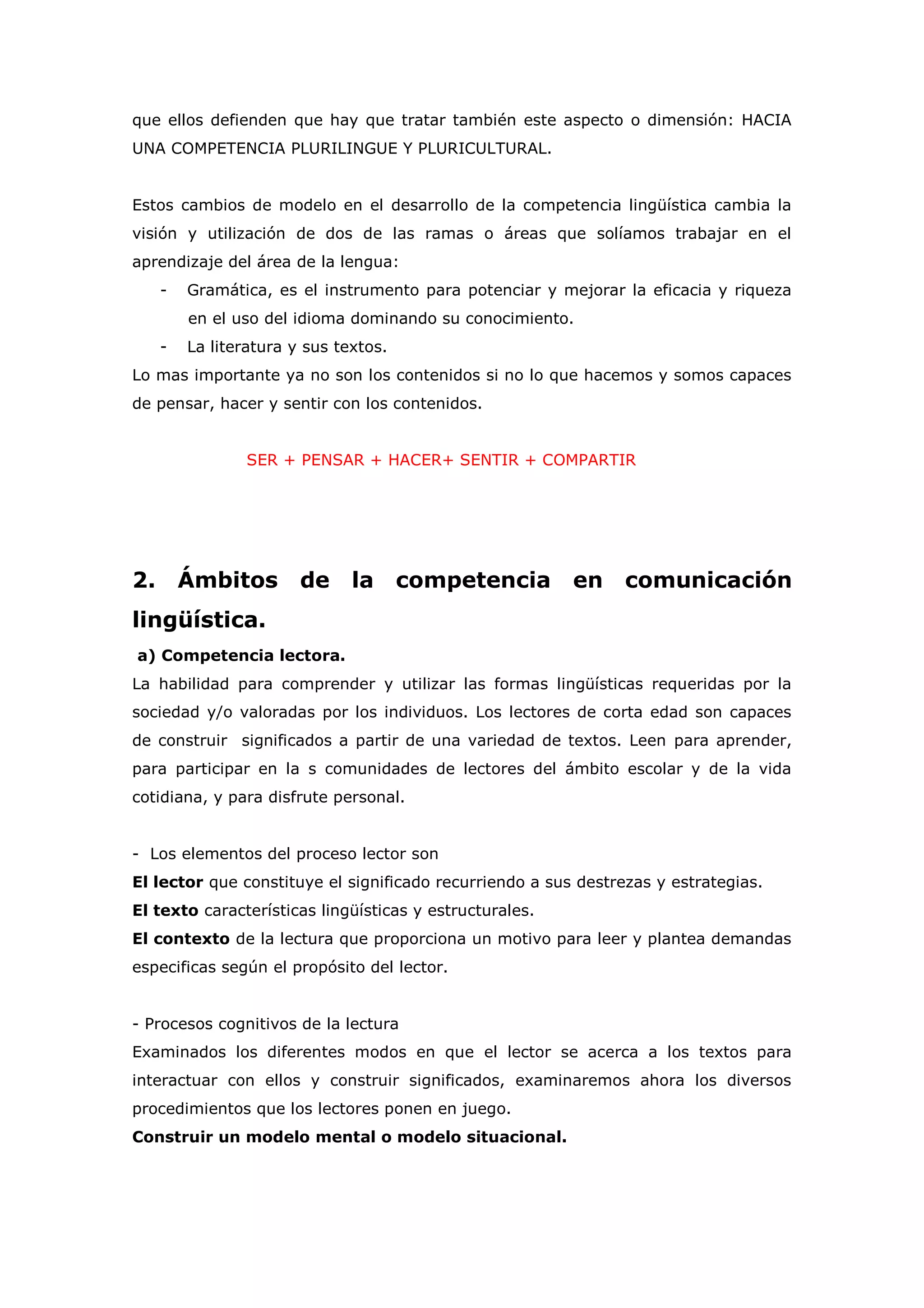 Competencia lingüística. un modelo de aprendizaje de la lengua | DOCX