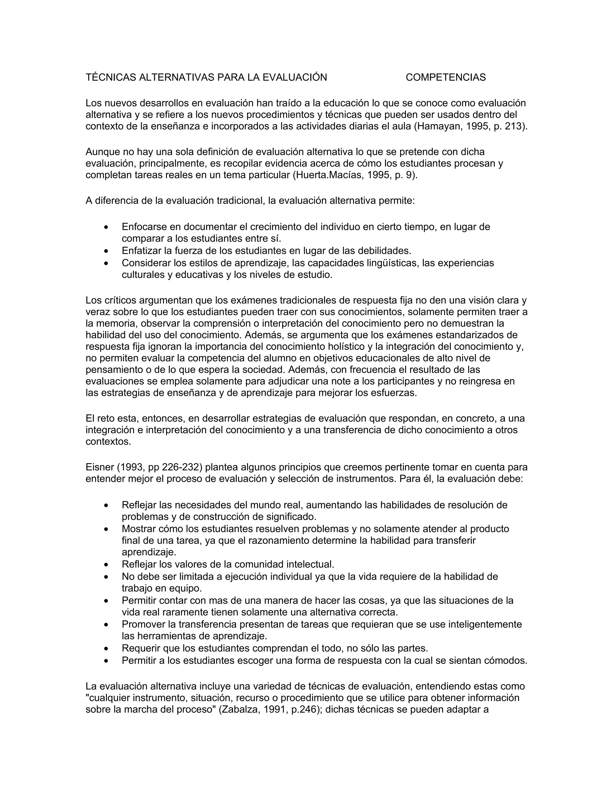 Competencias Alternativas Evaluacion | DOC