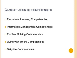 Competencies | PPTX | Educational Assessment | Education