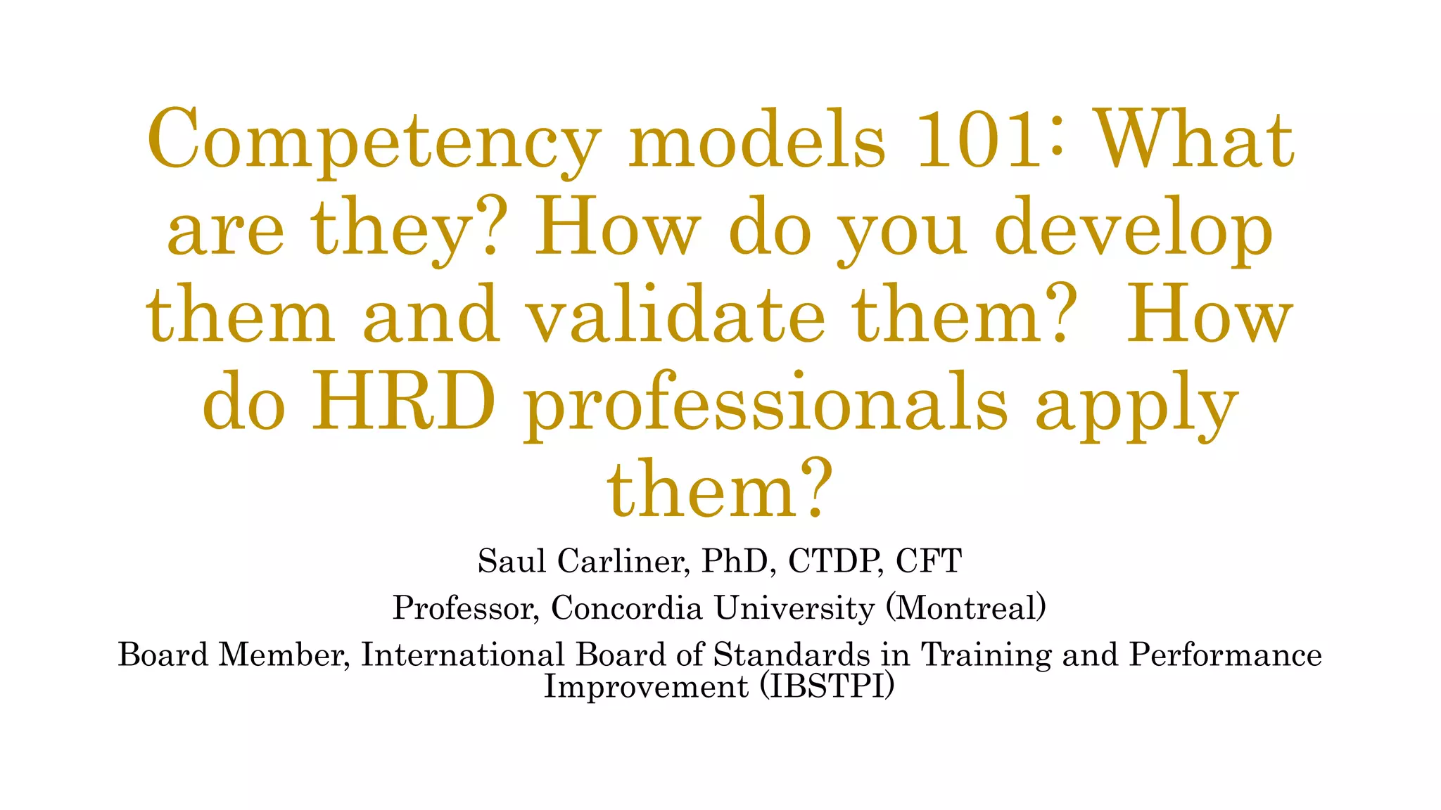 Competency Models 101 | PPTX