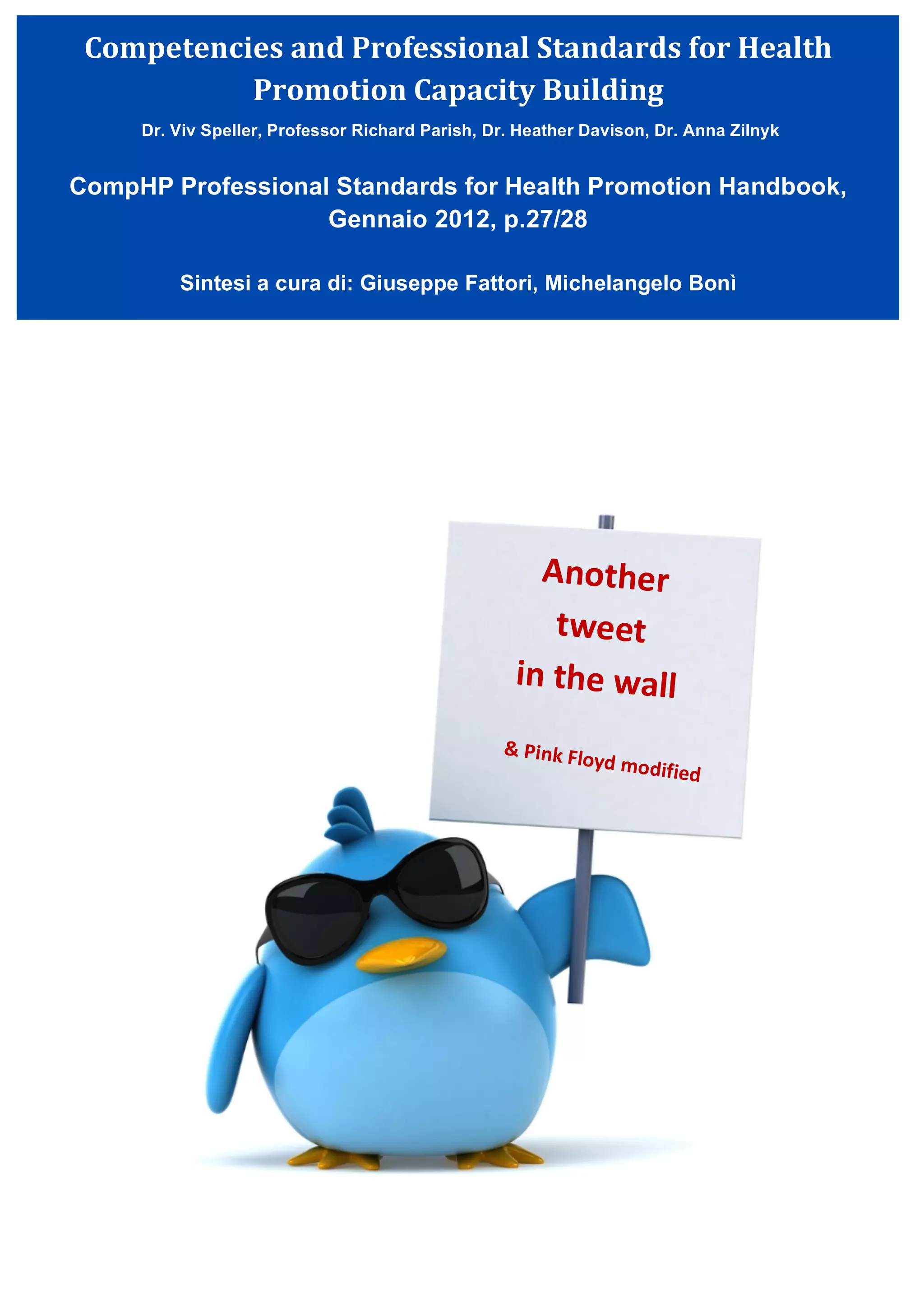 Competencies and professional standards for health promotion capacity ...