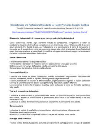 Competencies and professional standards for health promotion capacity ...