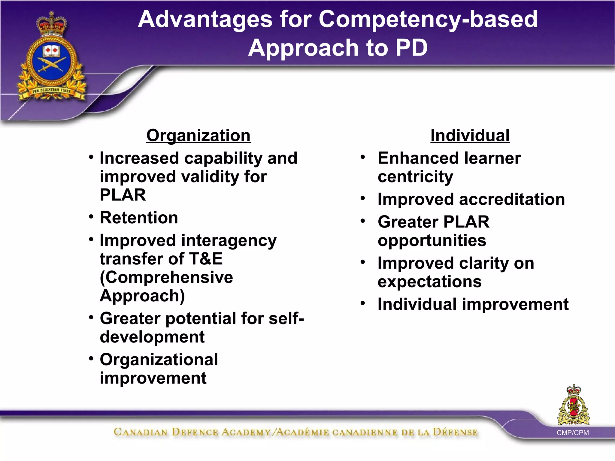 Moving the Canadian Armed Forces Towards a Competency Based ...
