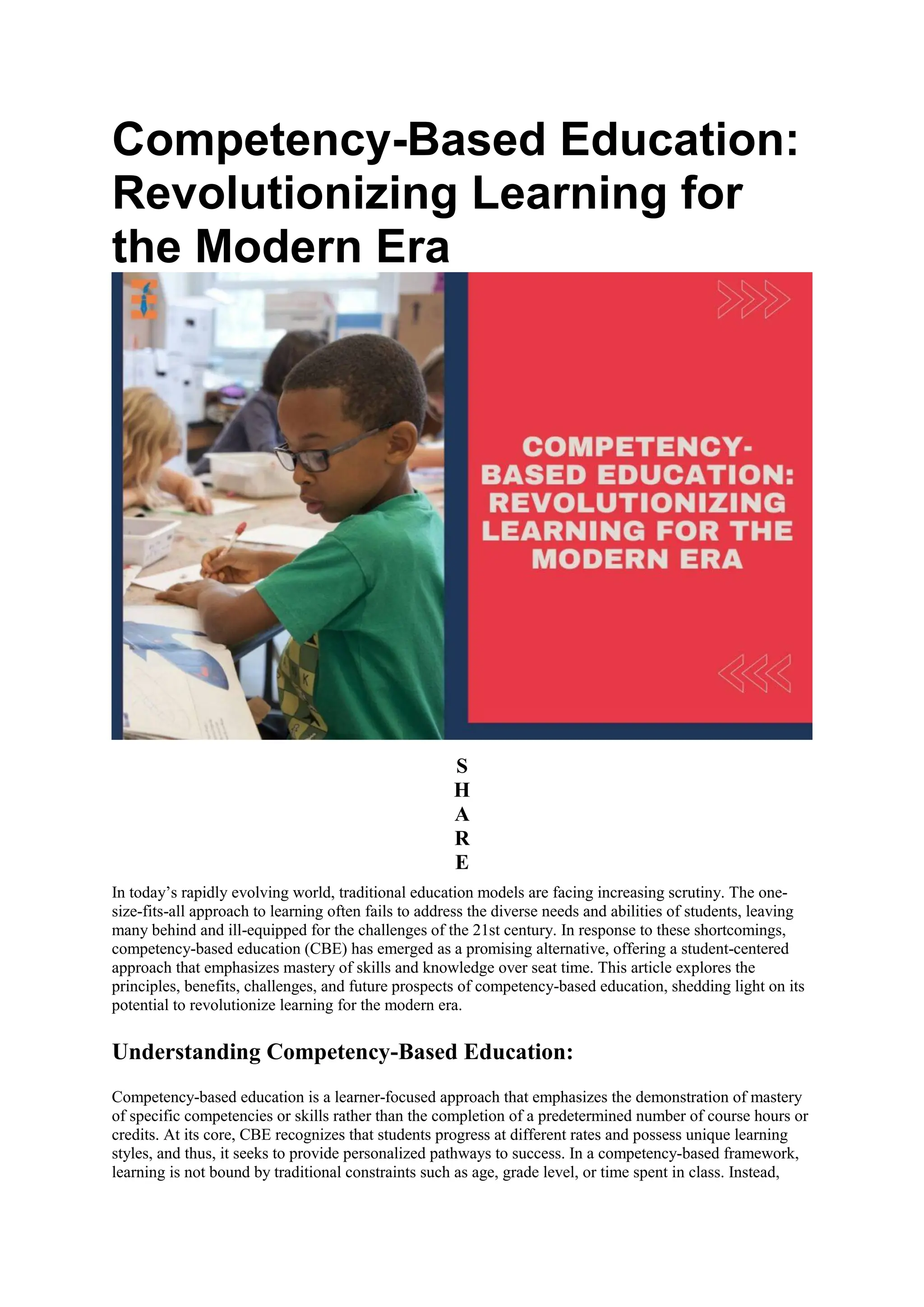 Competency-Based Education: Revolutionizing Learning for the Modern Era ...