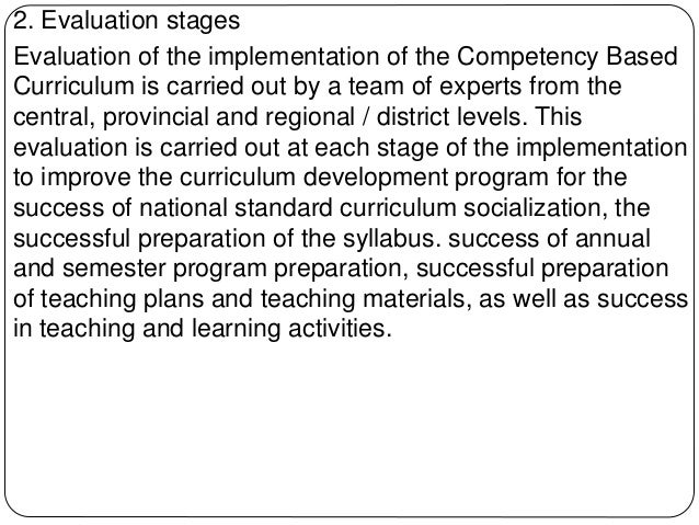 Competency based curriculum