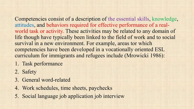Competency-Based Language learning for EFL.pptx | Educational Assessment | Education
