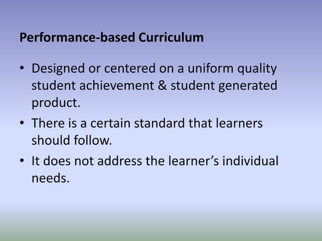 Competency based, performance-based and standard-based curriculum | PPTX
