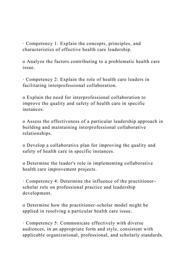 · Competency 1 Explain the concepts, principles, and characteri | PDF