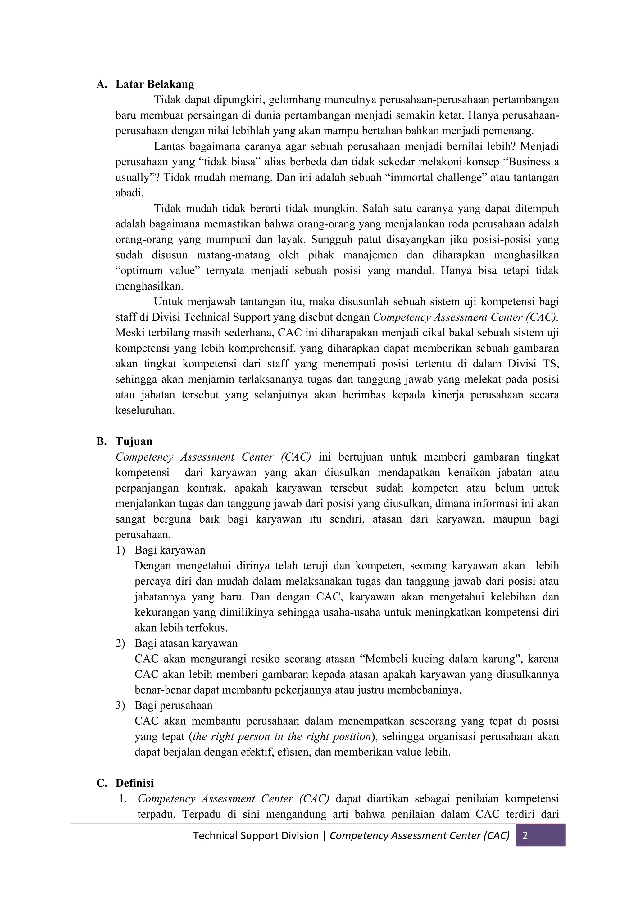 Competency Assessment Center Module rev 02 | PDF