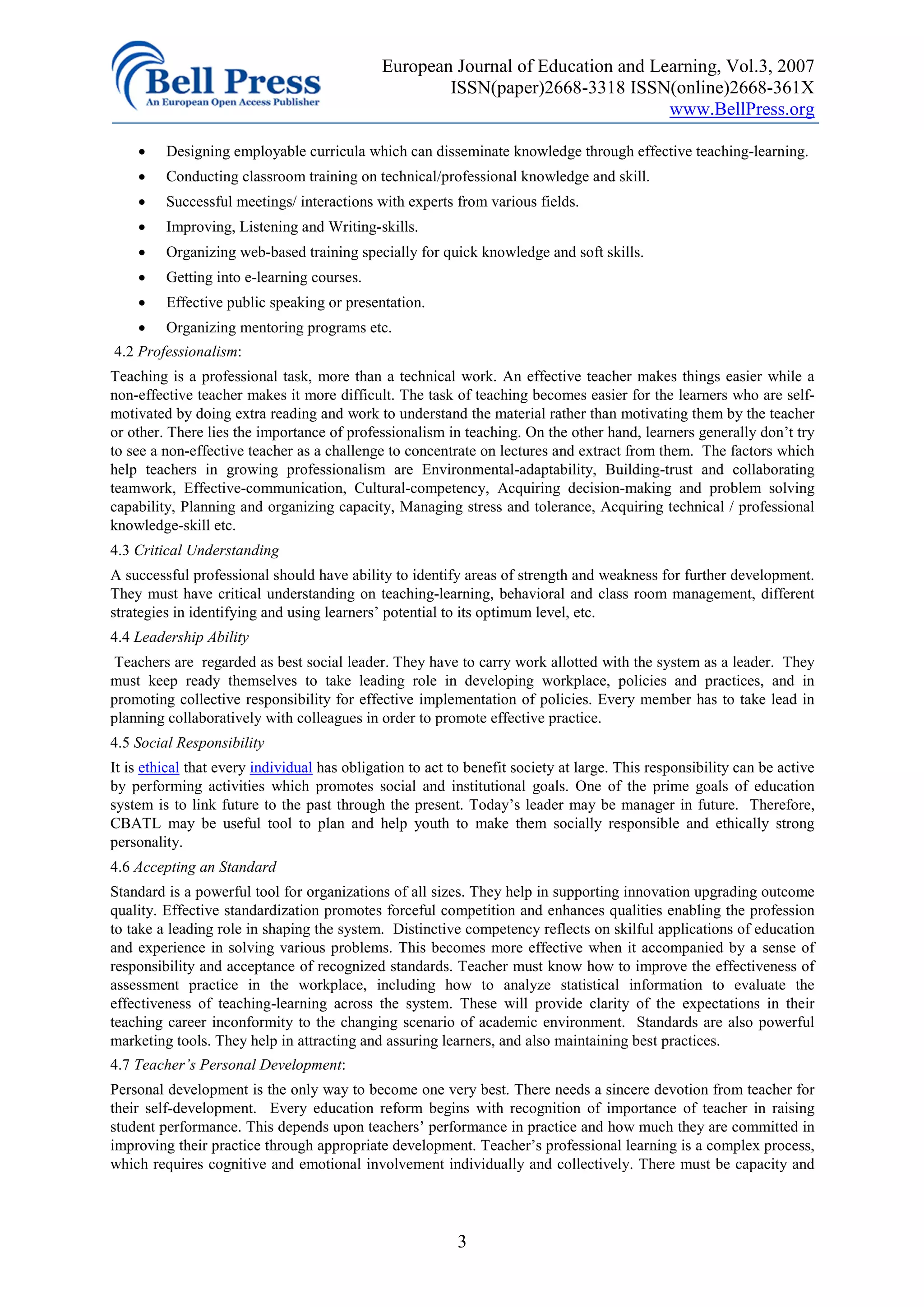 Competency based approach teaching learning and teachers’ | PDF