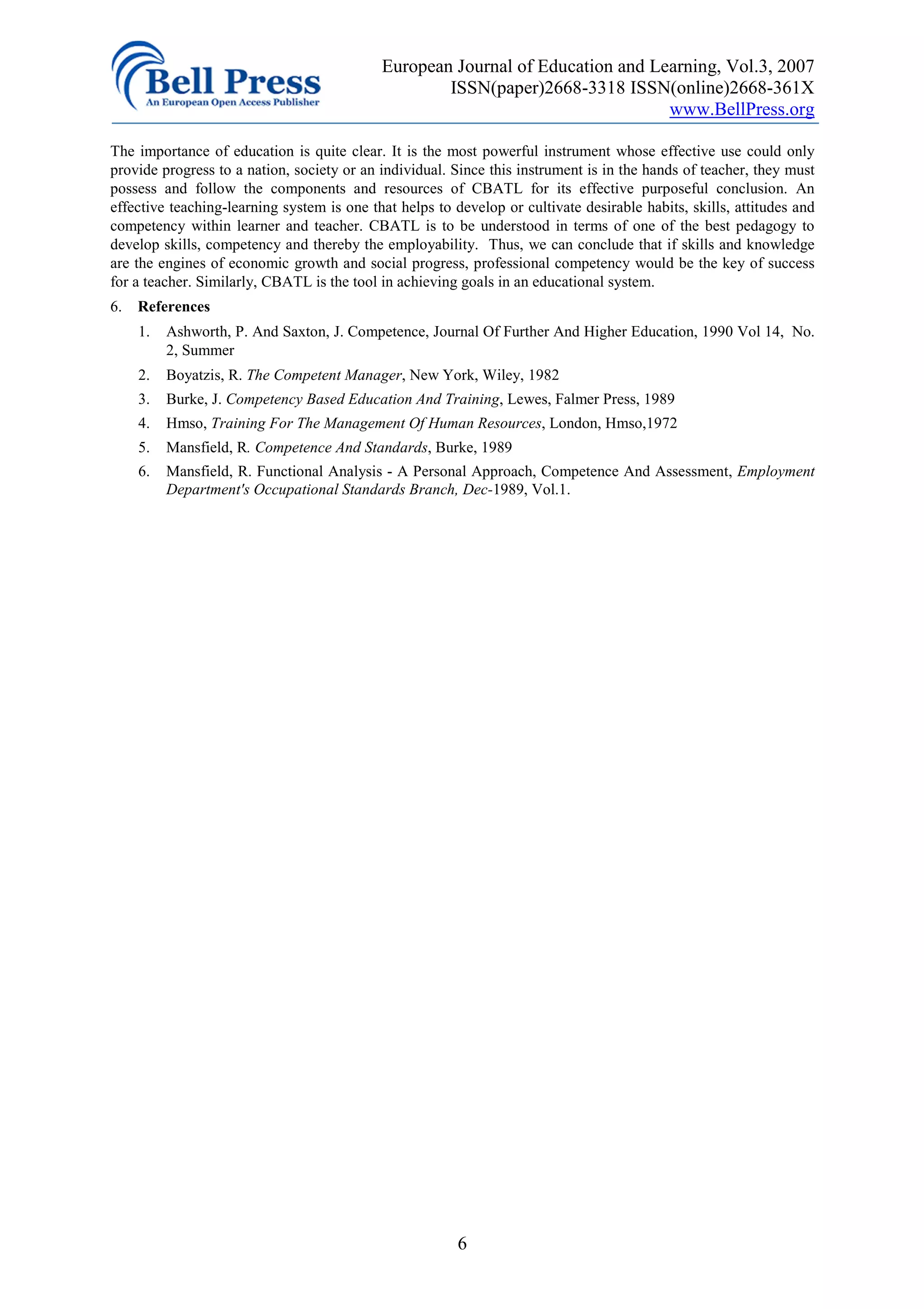 Competency based approach teaching learning and teachers’ | PDF