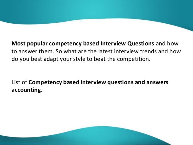 Competency based interview questions and answers accounting