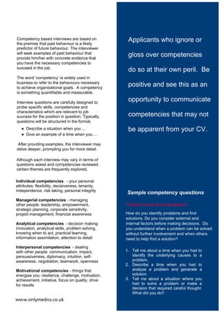 Competency Based Interview Techniques | PDF