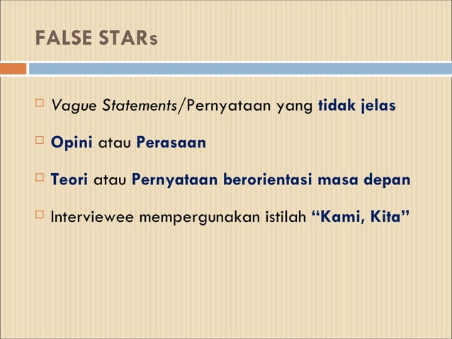 Competency Based Interview Star Concept (Bahasa Ver) | PPT