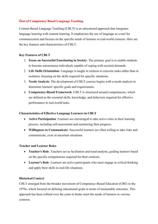 Competency Based Language Teaching (CBLT) | PDF