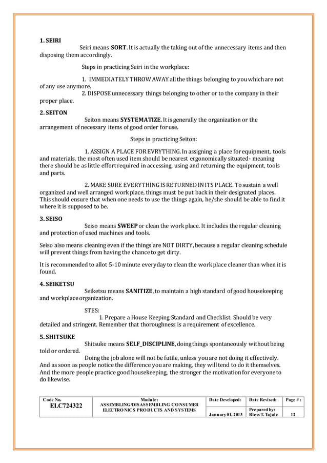 Competency based learning material assembling and disassembling | DOCX