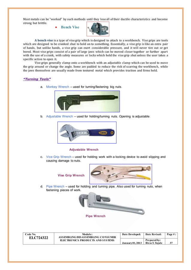Competency based learning material assembling and disassembling | DOCX
