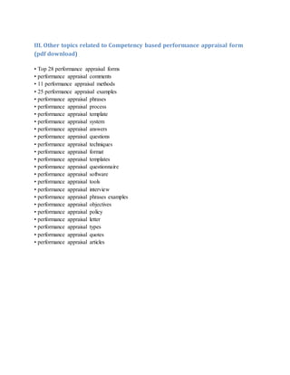 Competency based performance appraisal form | DOCX