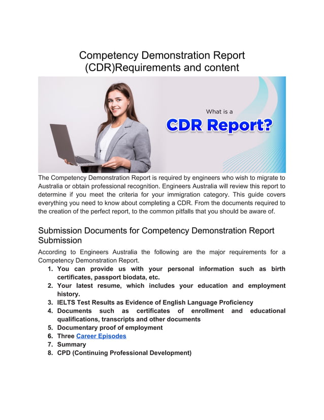 Competency Demonstration Report (CDR)Requirements and content | PDF