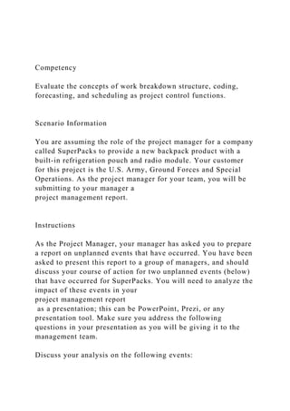 CompetencyEvaluate the concepts of work breakdown structure,.docx