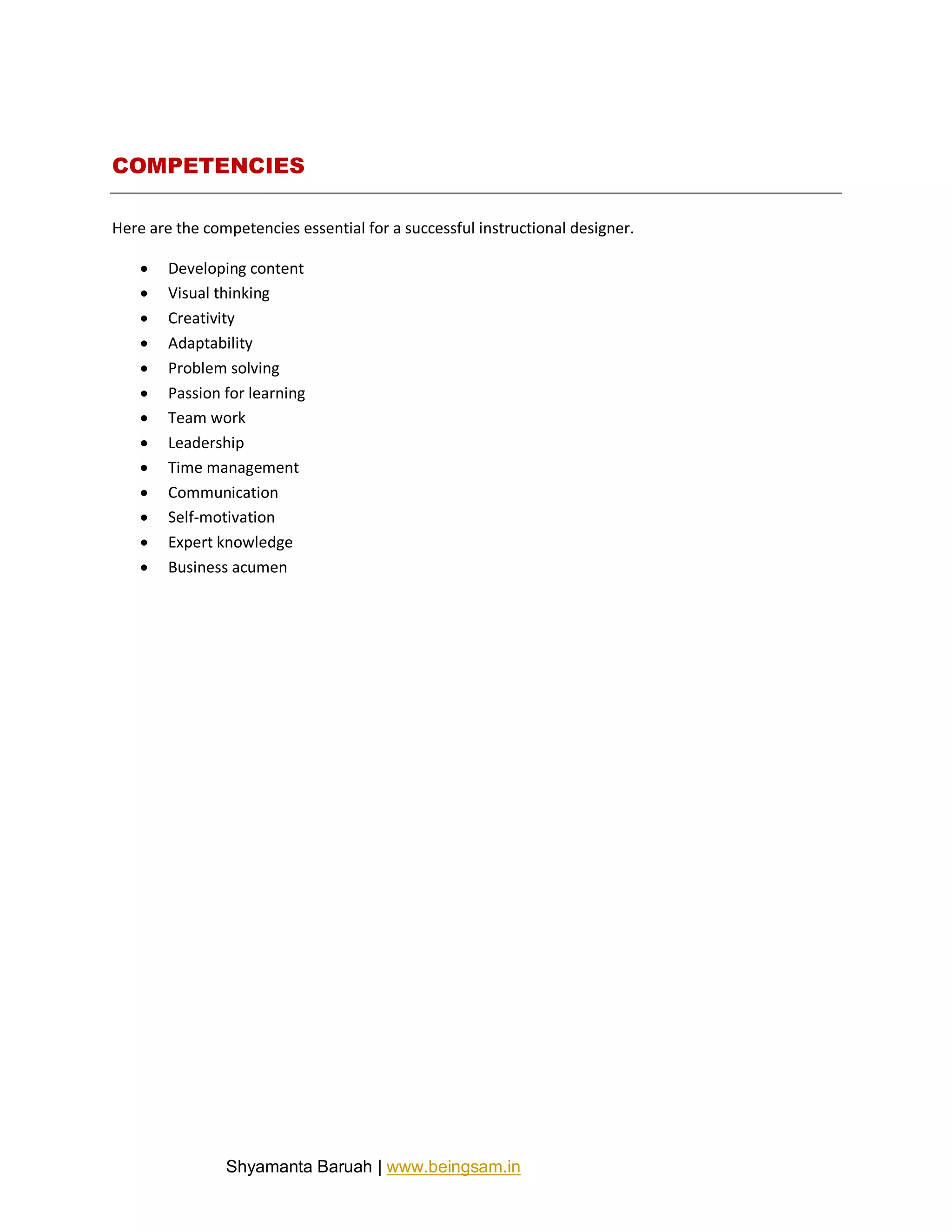 Competency map for an instructional designer | PDF