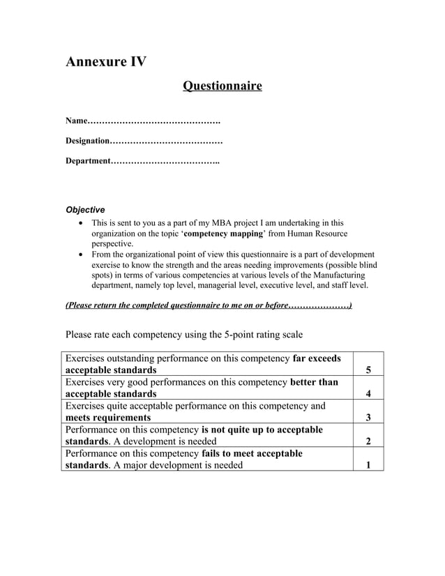 Competency mapping questionnaire_256 | DOC | Resume Writing and Advice ...