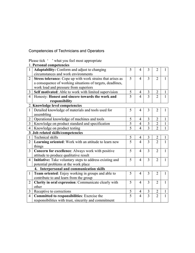 Competency Survey Questionnaire Sample – UPFV