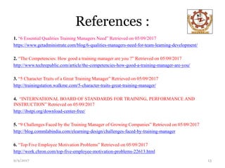 Competency model for a Training Manager | PPTX