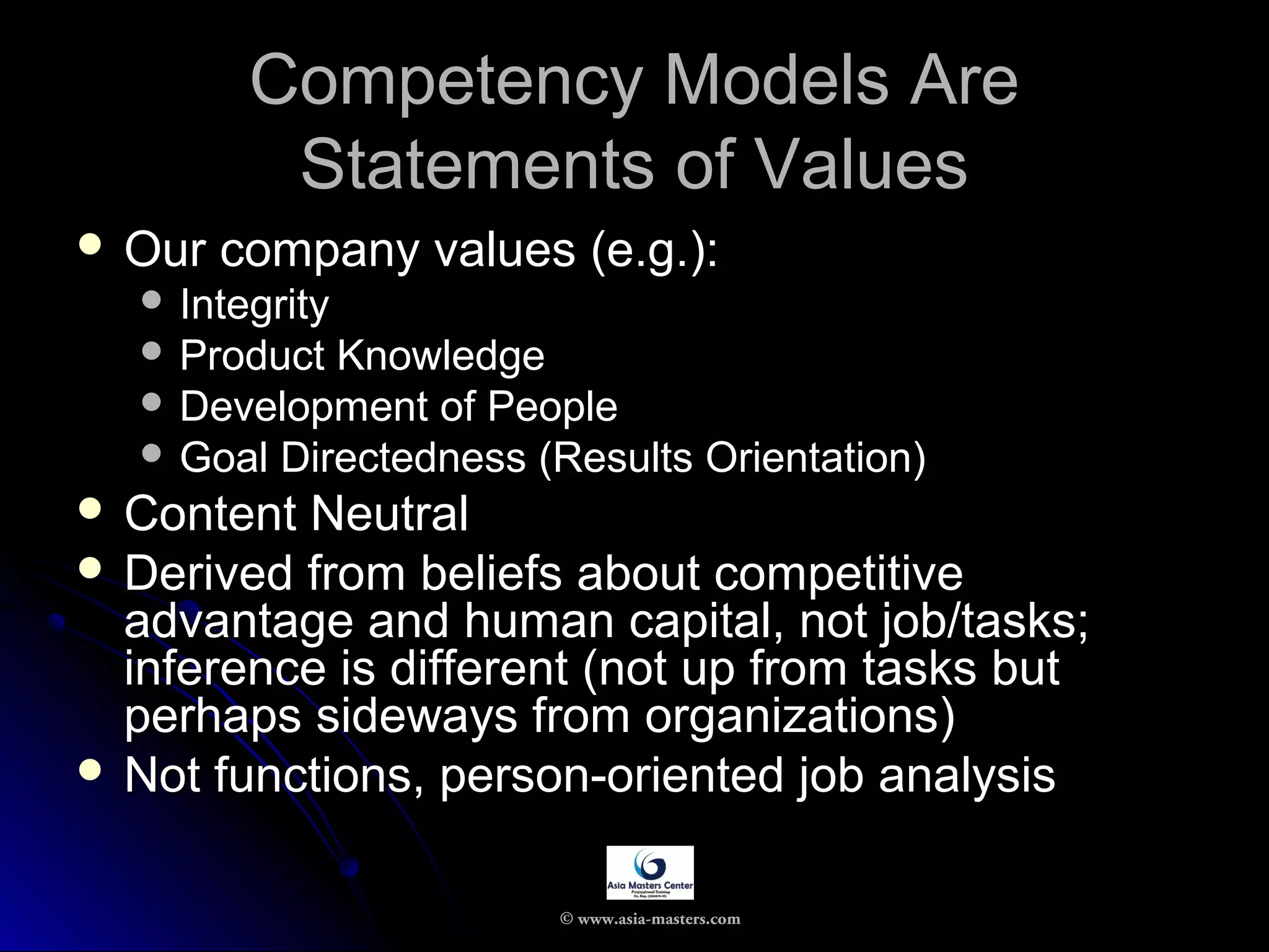 Competency Modeling v. Job Analysis | PPT