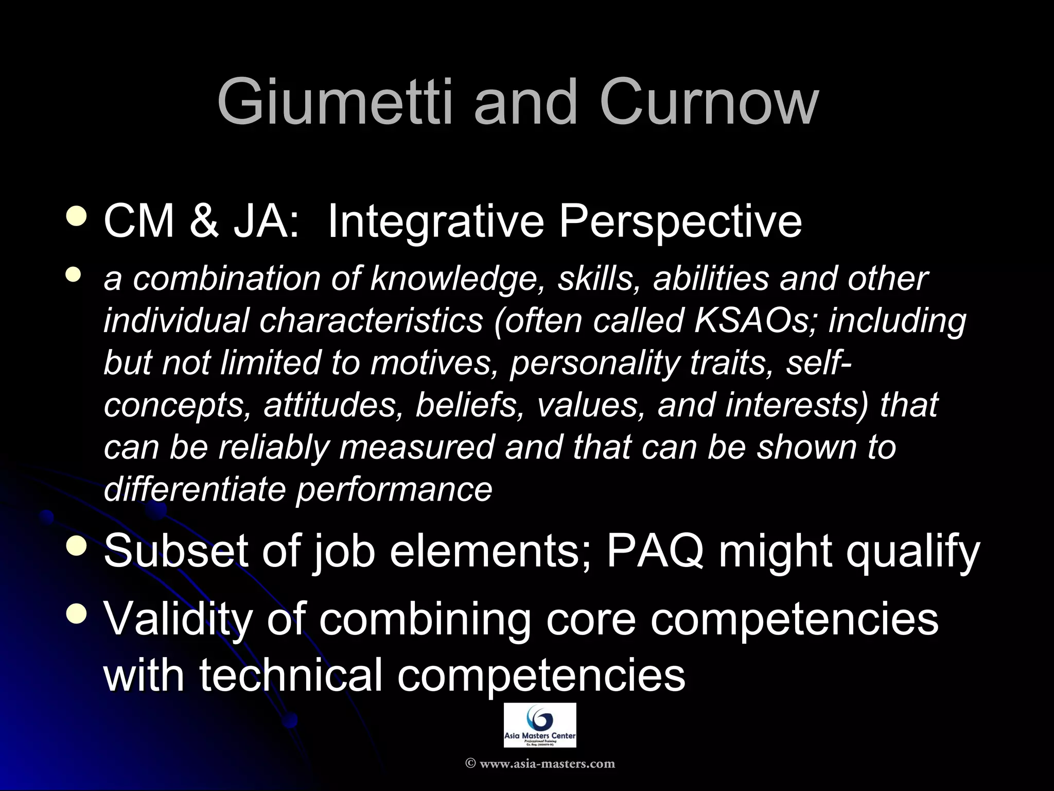 Competency Modeling v. Job Analysis | PPT