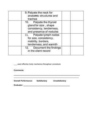 Competency performance checklist neck examination | DOCX