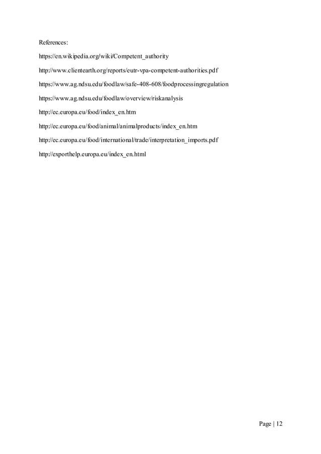 Competent authorities and their regulations | DOCX | Agriculture ...